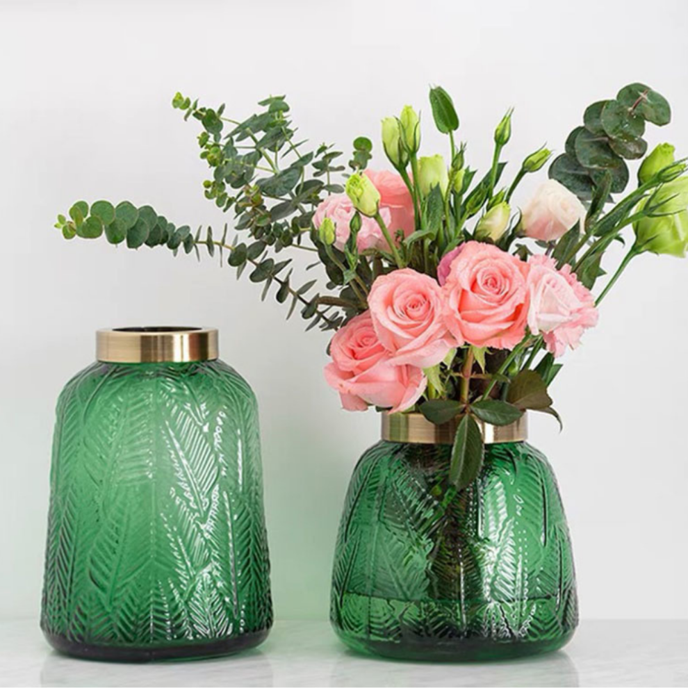 Vase art déco en verre à motif feuillage - MON JOLI VASE
