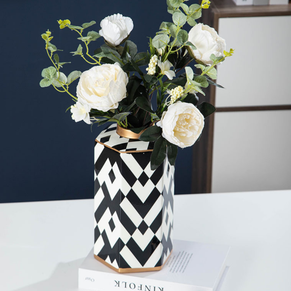 Vase moderne carré noir et blanc - MON JOLI VASE